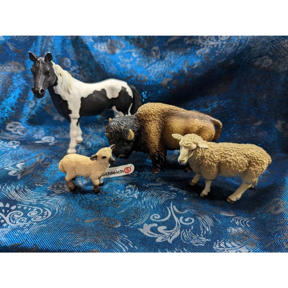 schleich | Accents | Schleich Animals Lot Of 4 Mare Sheep Lamb Bison ...